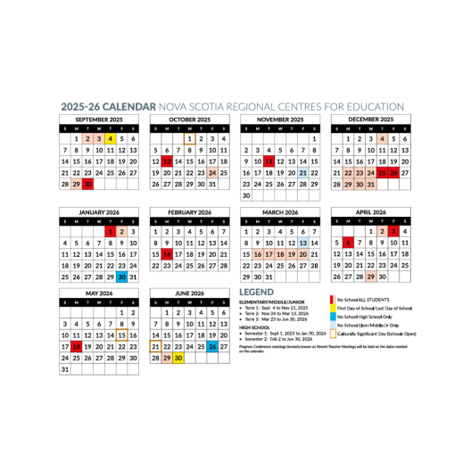 2025-26 school calendar | Beechville Lakeside Timberlea Jr Elementary